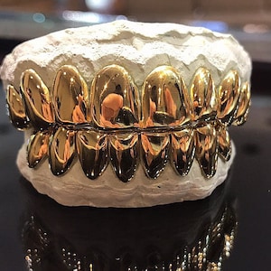Sterling Silver W/ 18k Yellow Gold Plated Perm Cut Custom Fit Real ...