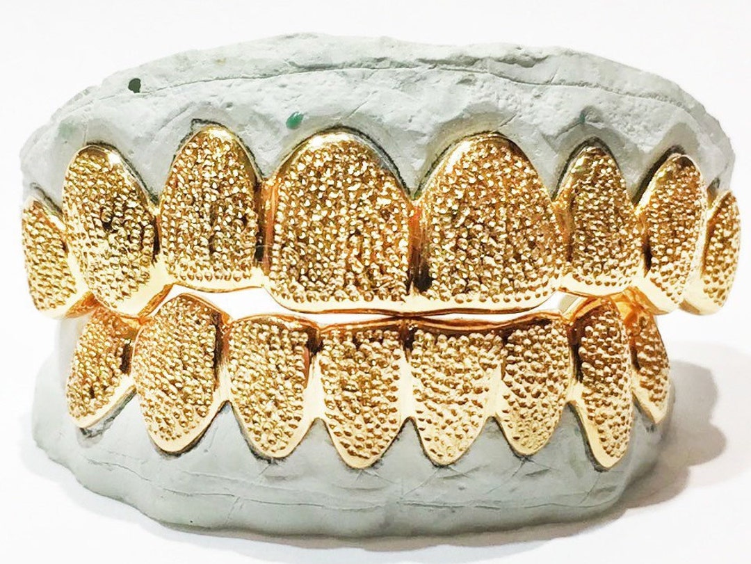 10K Solid Yellow Gold Diamond Dust Cut Custom Fit Grill Grillz - Etsy