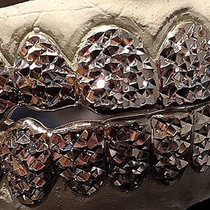 925 Sterling Silver Princess Diamond Cut Custom Fit Handmade Real Grill ...