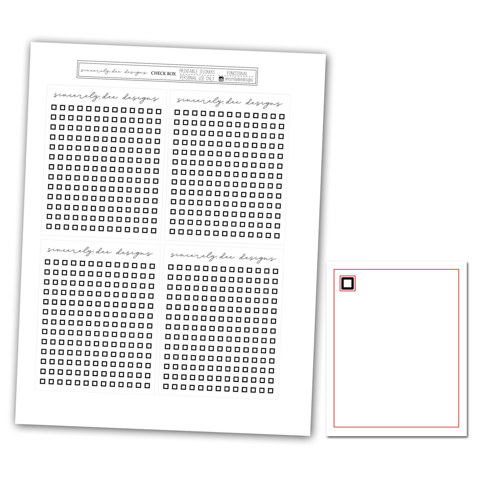 TINY CHECK BOX Printable Planner Stickers Foil Ready - Etsy