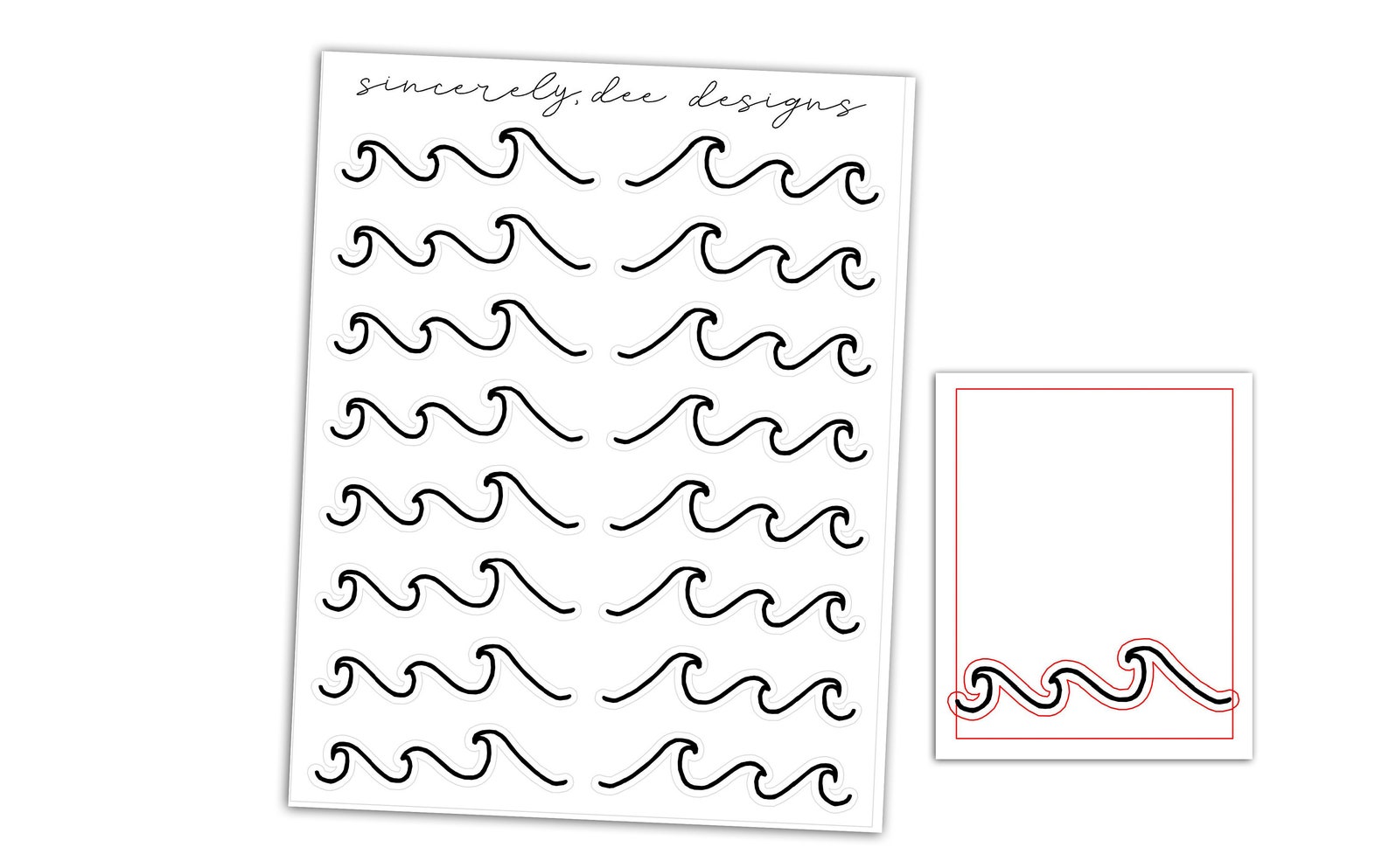 WAVE OVERLAY / Full Box Overlay / Printable Planner Stickers/ Foil ...