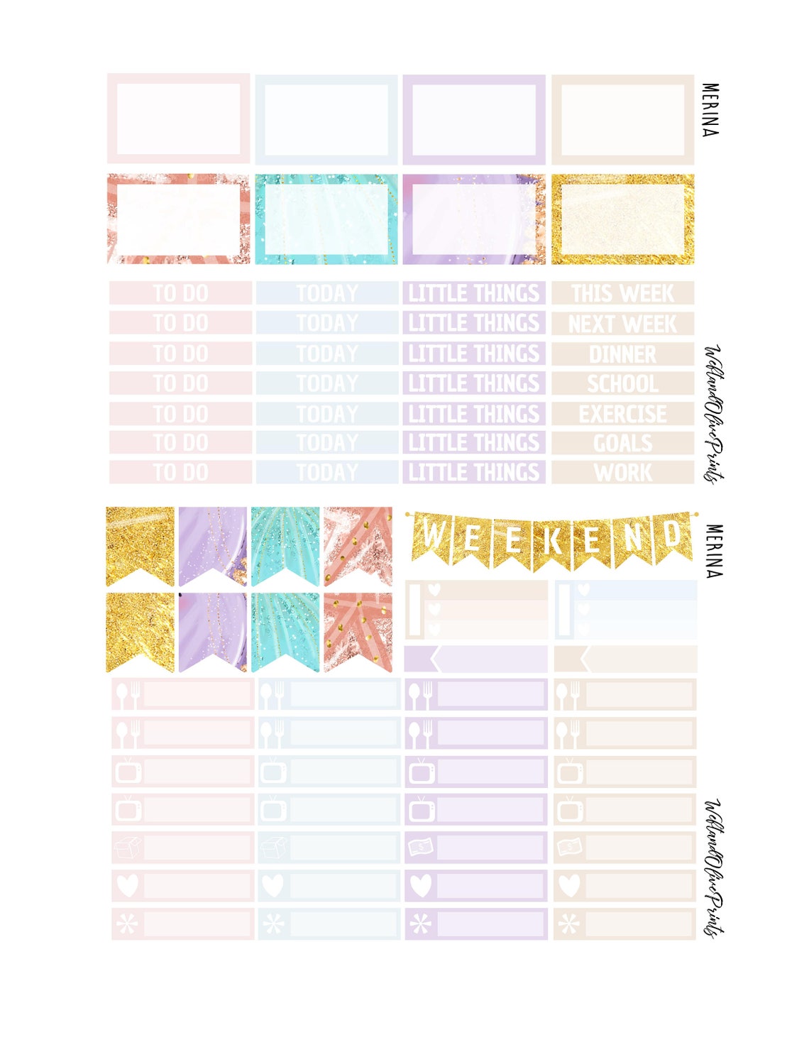 Printable Planner Sticker Kit / MERINA / Weekly Kit / Erin - Etsy