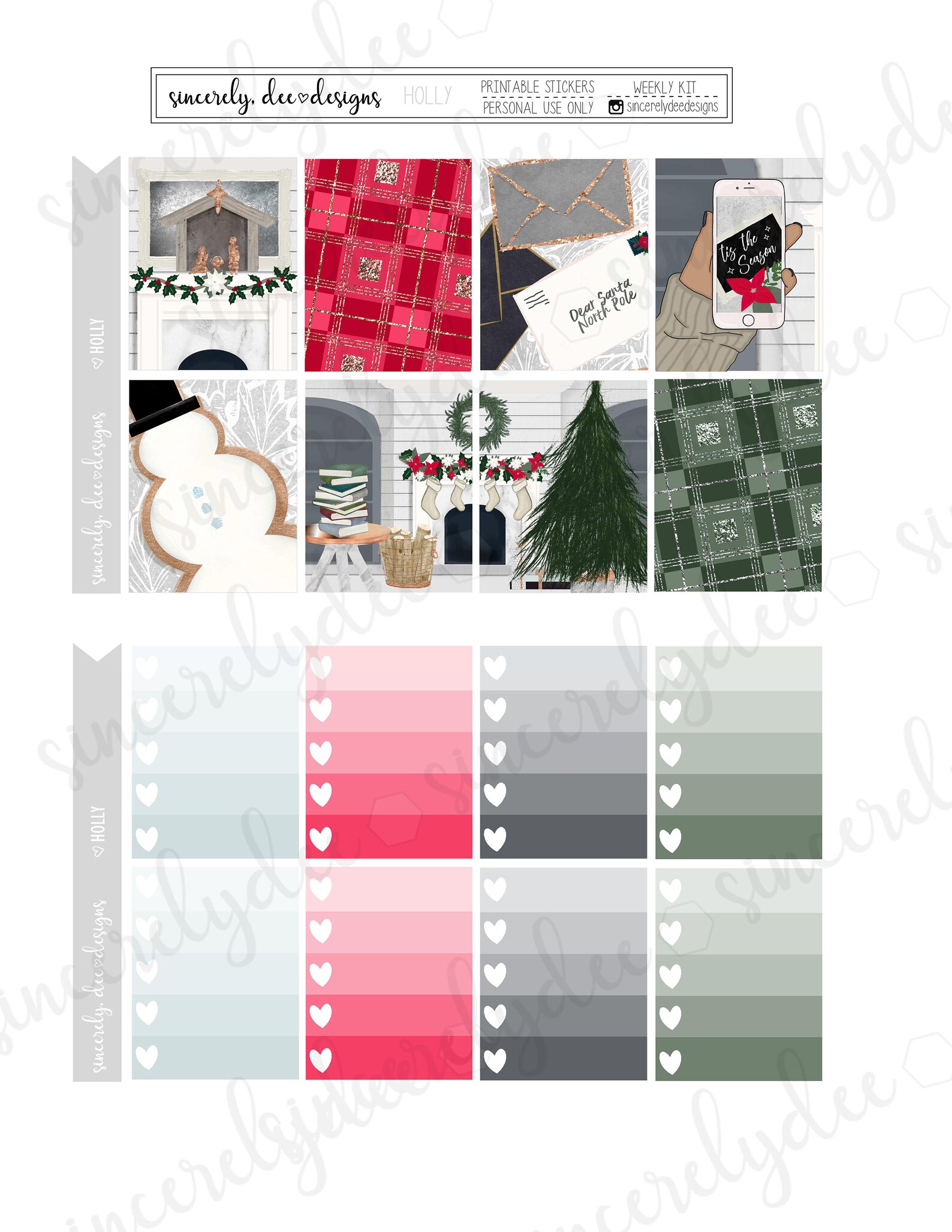 Printable Planner Sticker Kit / HOLLY / Weekly Kit / Erin - Etsy