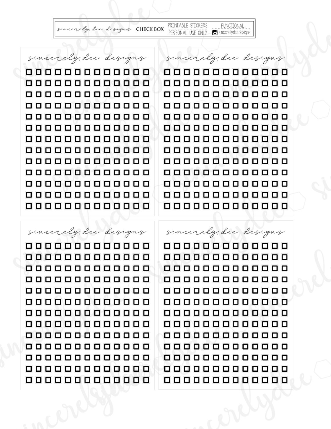 TINY CHECK BOX Printable Planner Stickers Foil Ready - Etsy