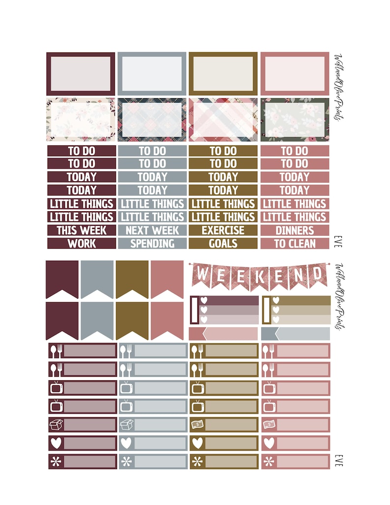 Printable Planner Sticker Kit / EVE / Weekly Kit / Erin - Etsy