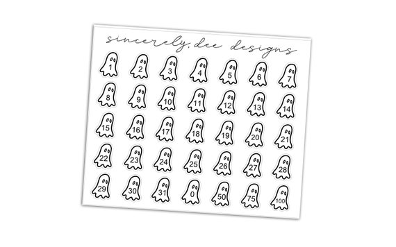 GHOST DATE COVERS / Countdown Printable Planner Stickers Foil | Etsy
