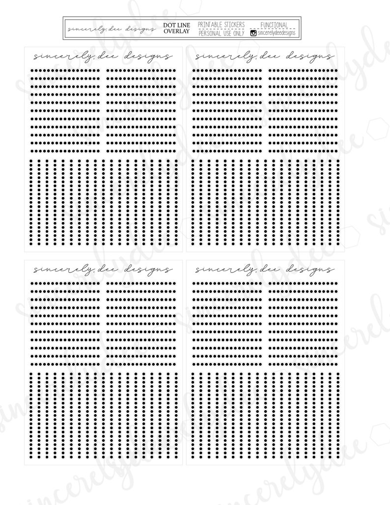 DOTTED LINE OVERLAY Printable Planner Stickers / Foil Ready / - Etsy