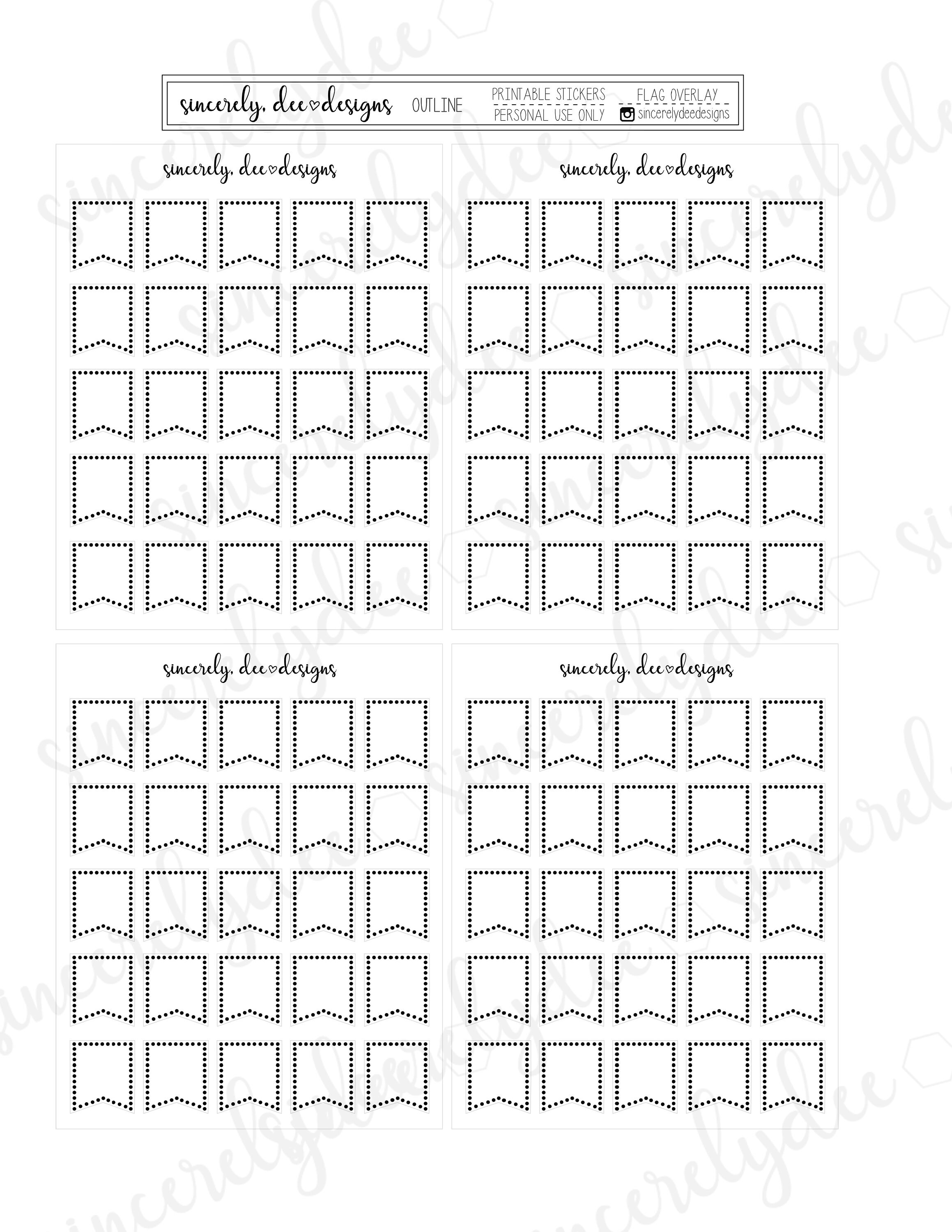 OUTLINE FLAG OVERLAY Printable Planner Stickers / Foil Ready ...