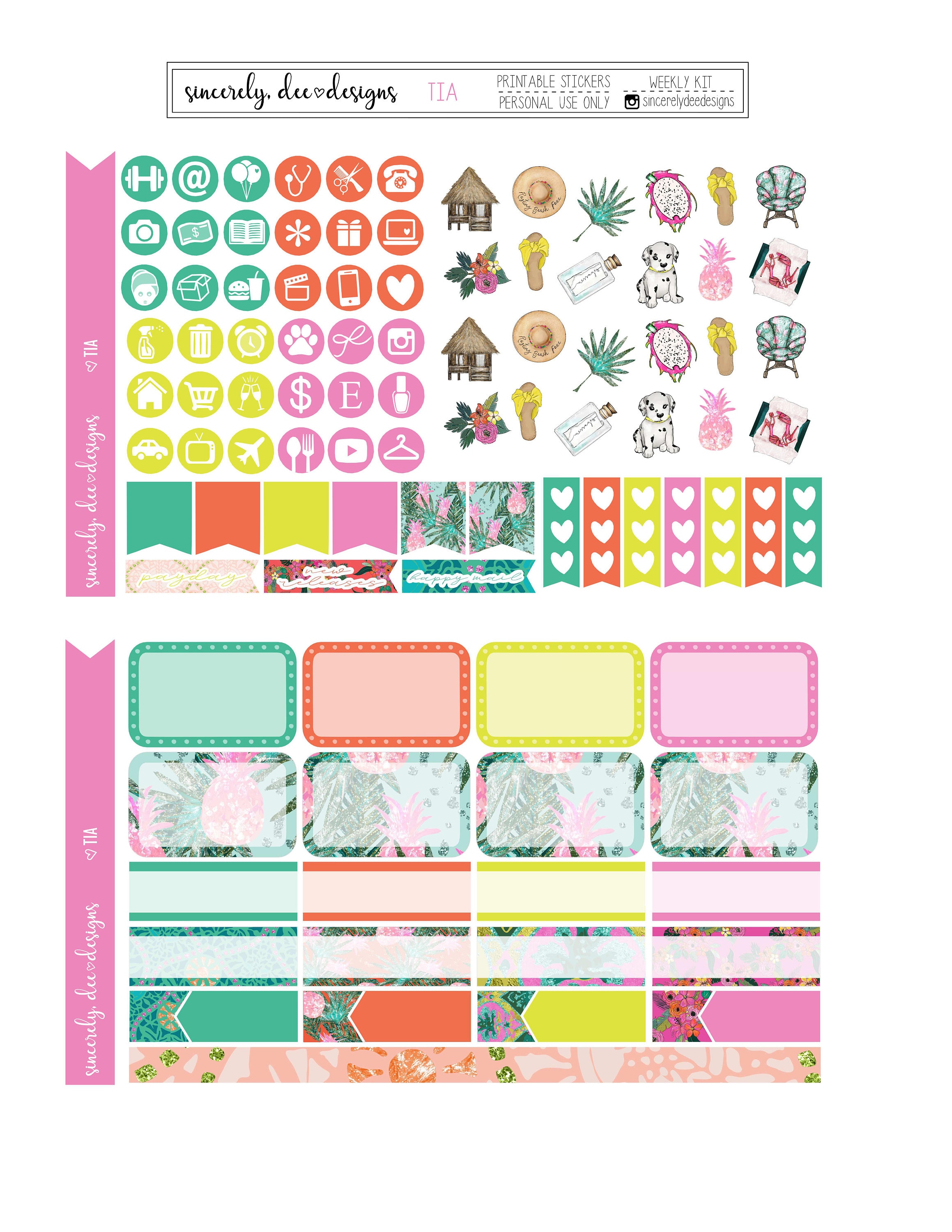 Printable Planner Sticker Kit / TIA / Weekly Kit / Erin - Etsy