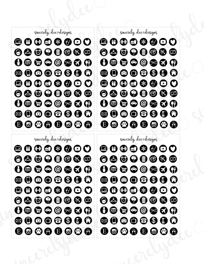 MINI CIRCLE ICON Printable Planner Stickers / Foil Ready / - Etsy