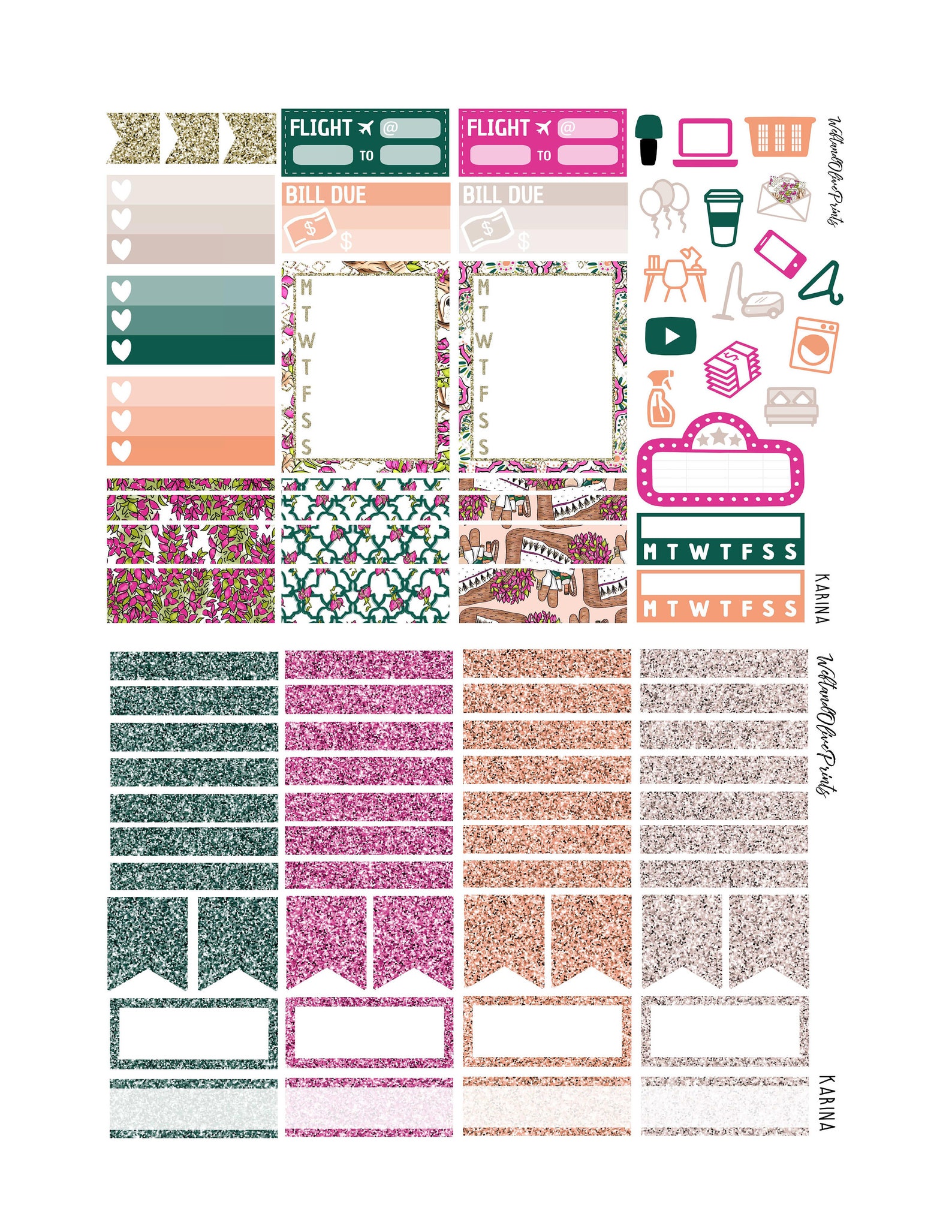 Printable Planner Sticker Kit / KARINA / Weekly Kit / Erin - Etsy