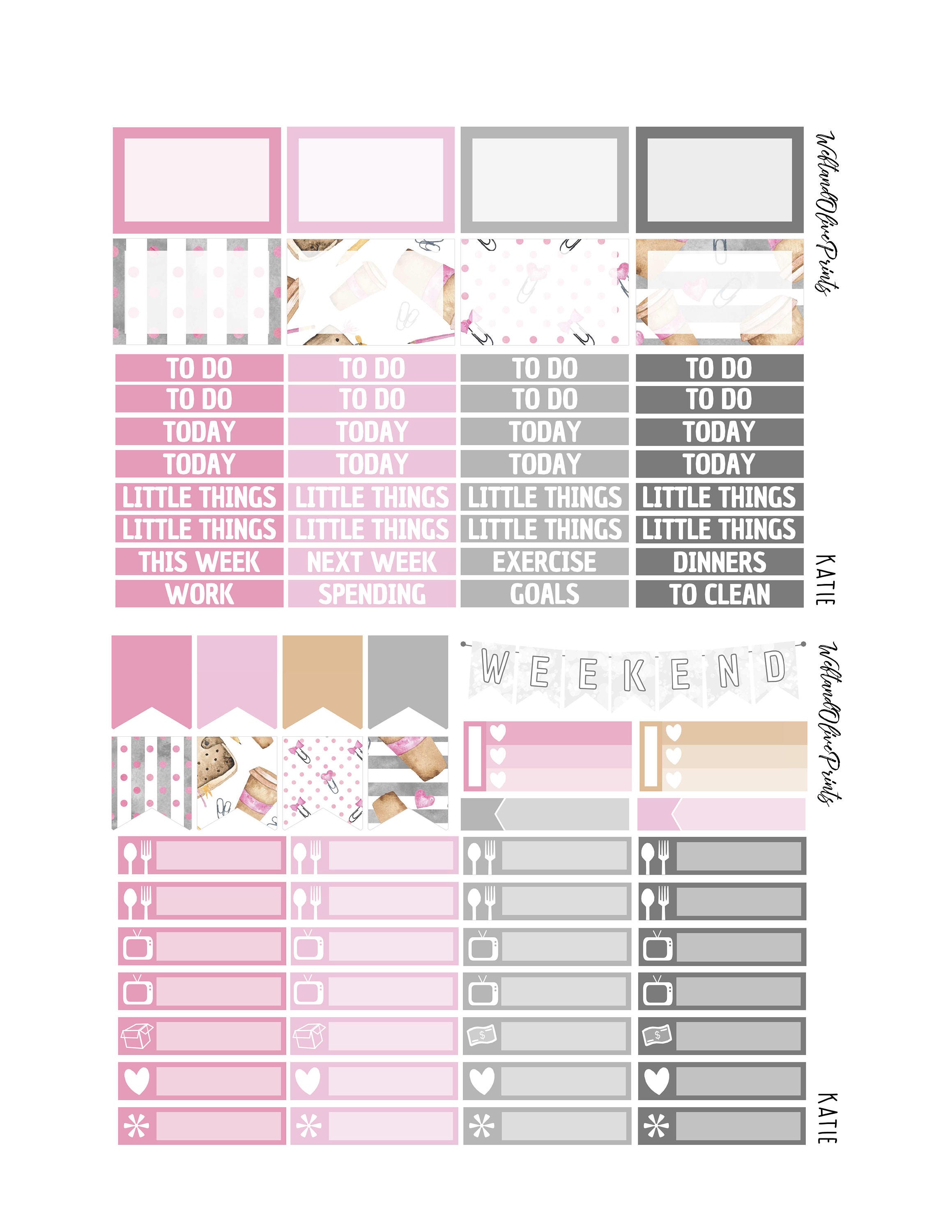 Printable Planner Sticker Kit / KATIE / Weekly Kit / Erin - Etsy