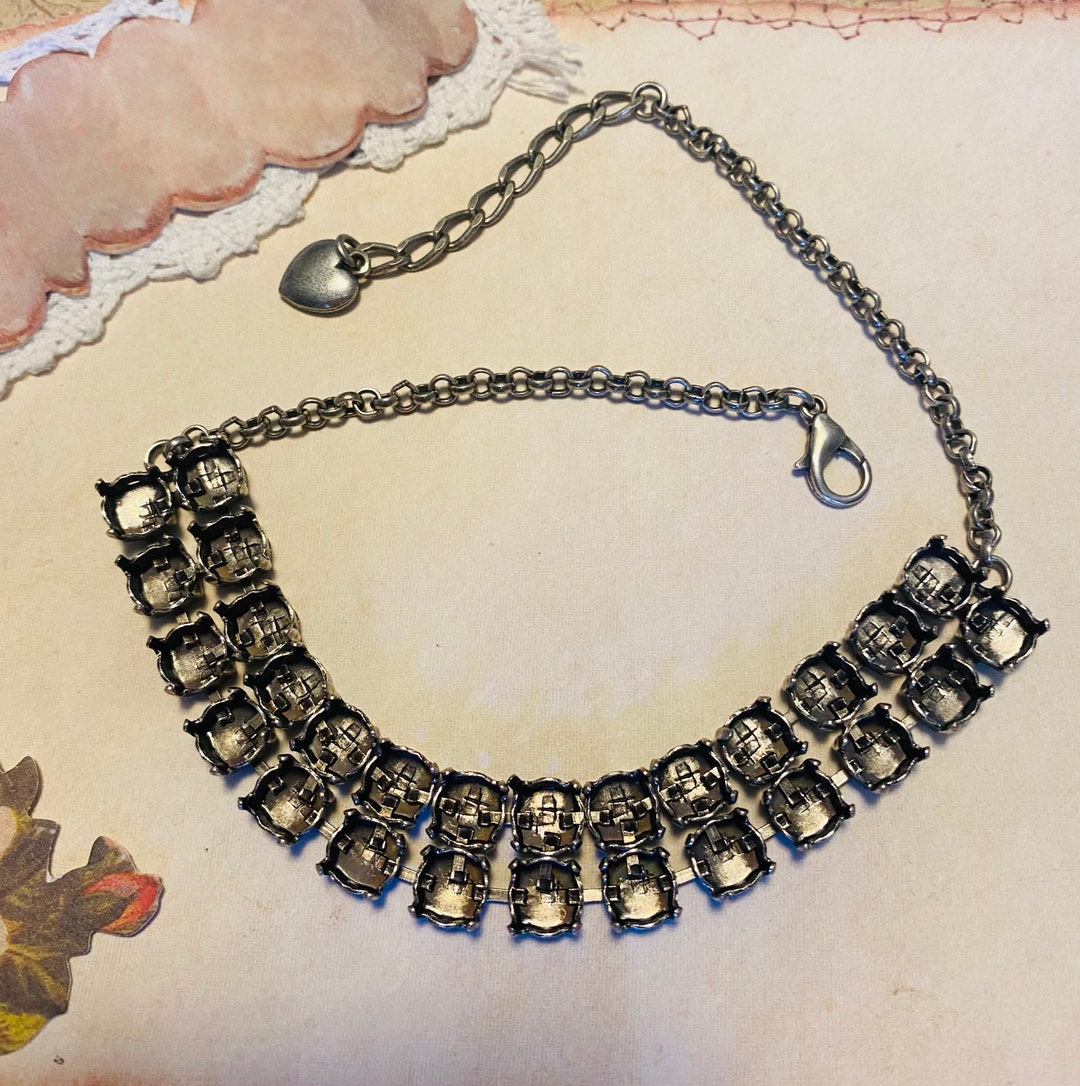 Jewelry Blank Choker Necklace Base, Antique Silver Empty Cup Jewelry ...