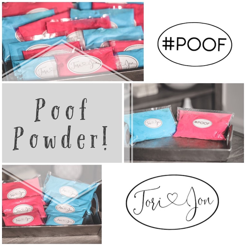 Gender Reveal Powder in Pink Blue Green Red Purple Yellow Orange Poof ...
