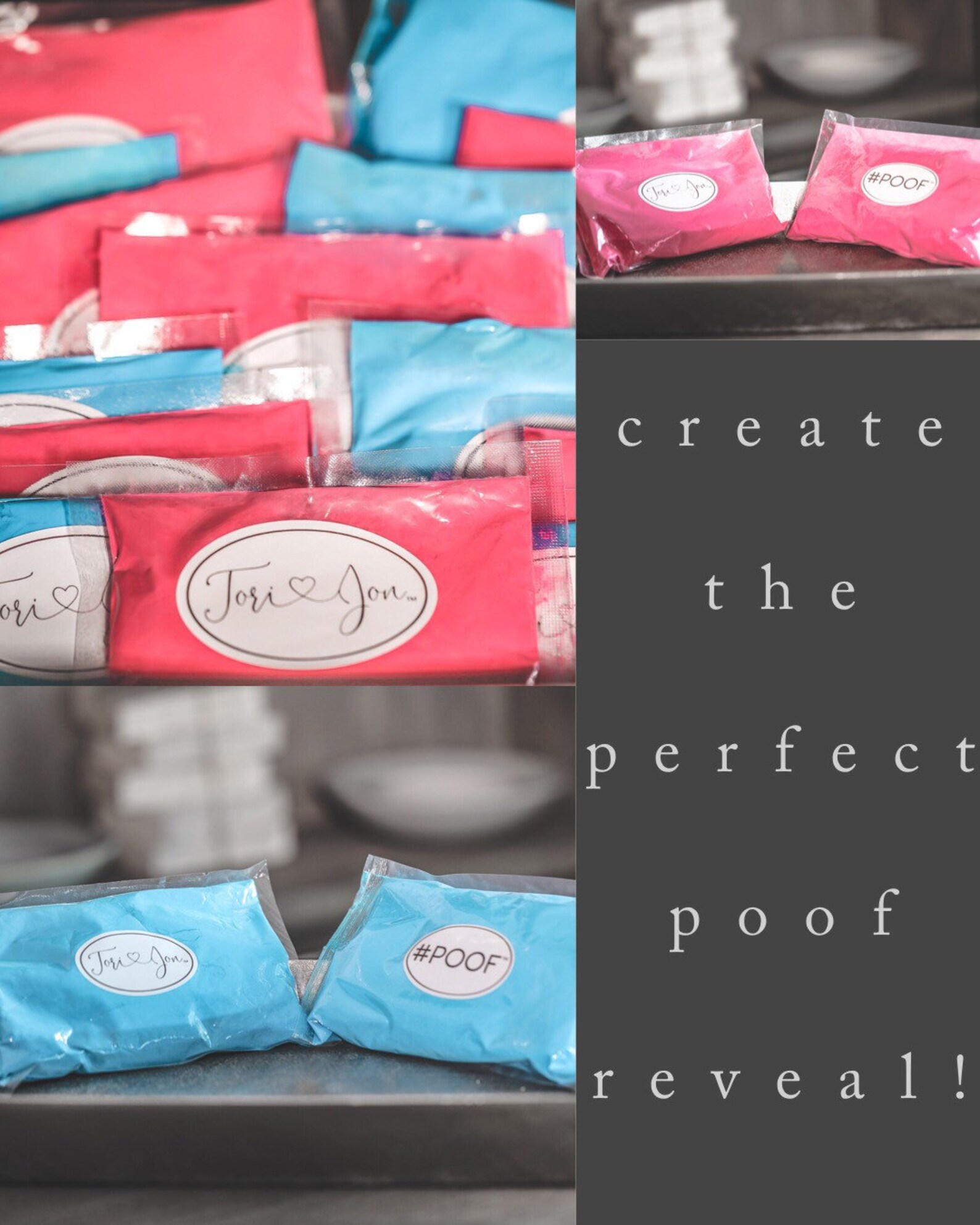Gender Reveal Powder in Pink Blue Green Red Purple Yellow Orange Poof ...