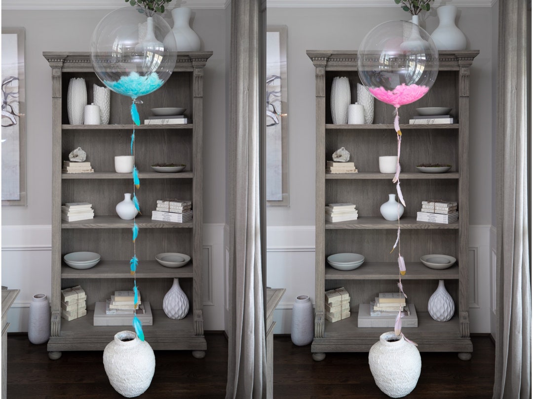 Feather Balloons for Gender Reveal Party Decor in Blue and Pink W ...