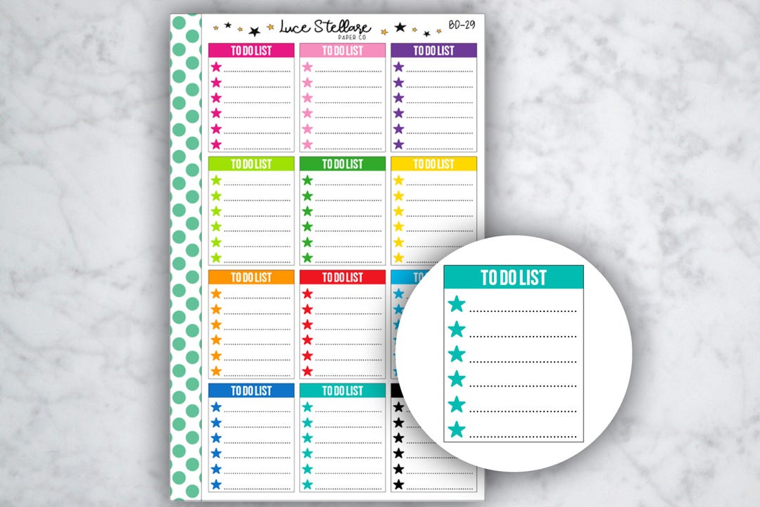TO DO CHECKLIST Full Box Planner Stickers / Full Boxes Planner Stickers ...