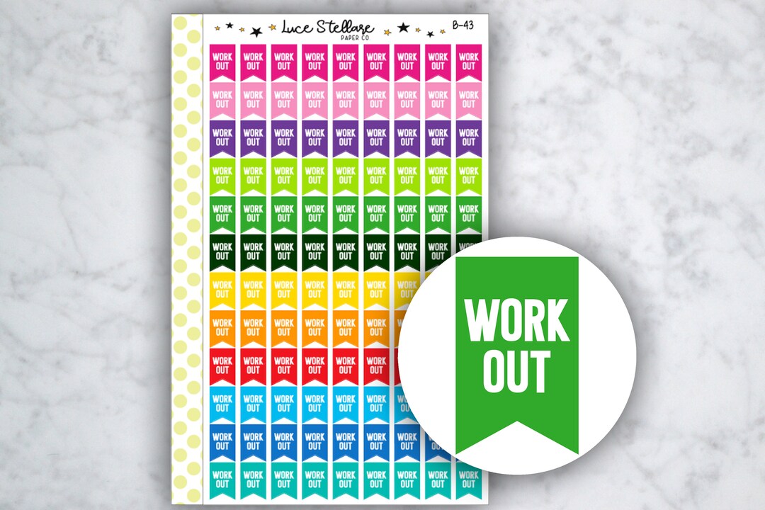 WORKOUT FLAG Planner Labels / Workout Tracker Planner Stickers / Banner ...