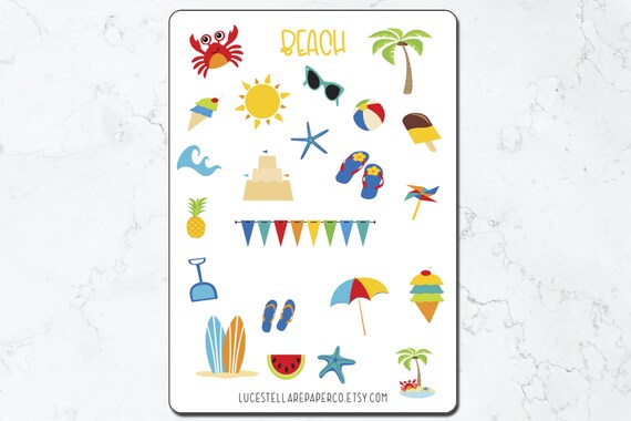 BEACH Sticker Sheet /BEACH Journal Sticker Sheet / Journal - Etsy