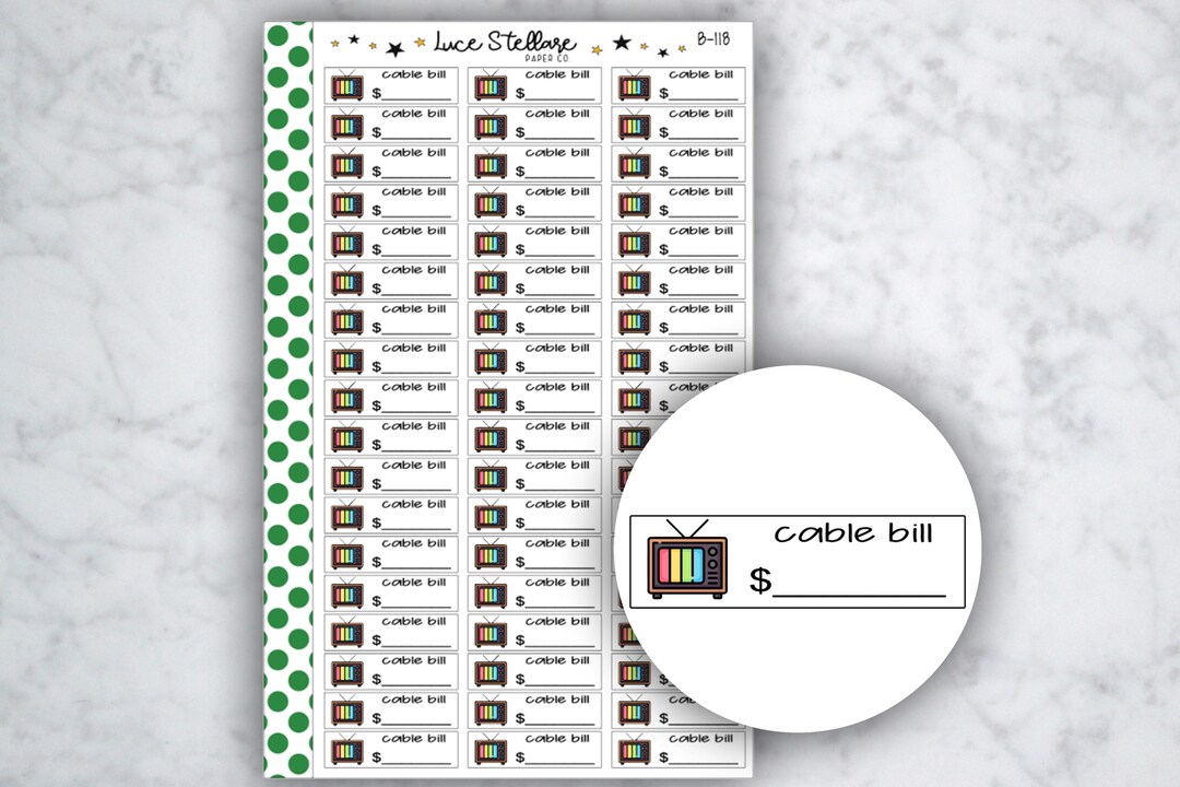 CABLE BILL DUE Planner Stickers / Bill Due Stickers / Erin Condren ...