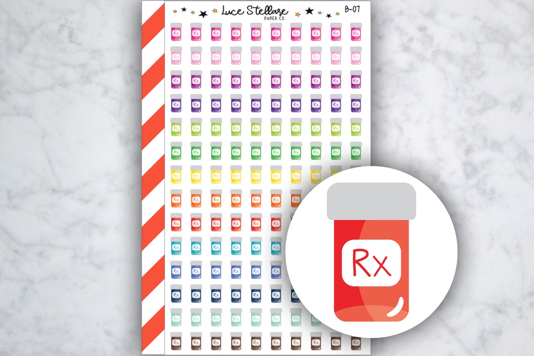 MEDICATION Planner Sticker / Pill Bottle Stickers / Medication Tracker ...