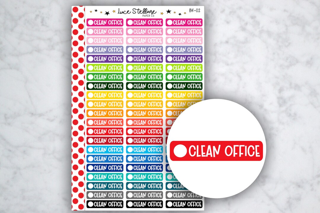 CLEAN OFFICE Planner Stickers / Clean Office Checklist Stickers ...