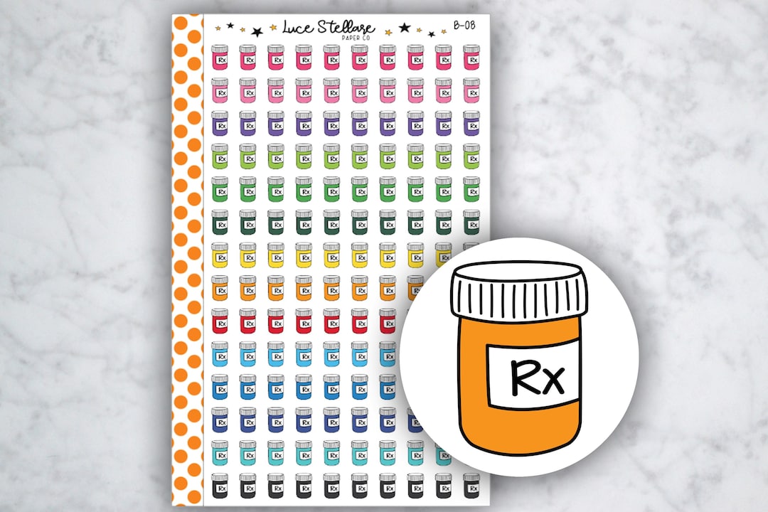 MEDICATION Planner Sticker / Pill Bottle Stickers / Medication Tracker ...