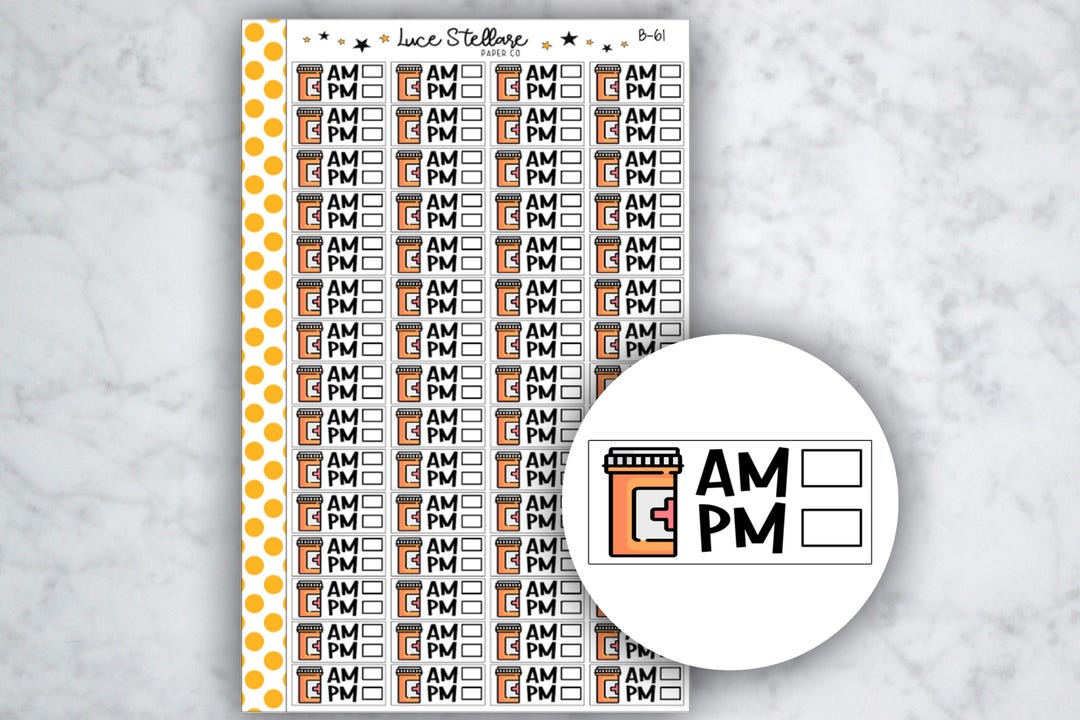 Medication AM-PM Planner Sticker / Medication Tracker Reminder/ B-61 - Etsy