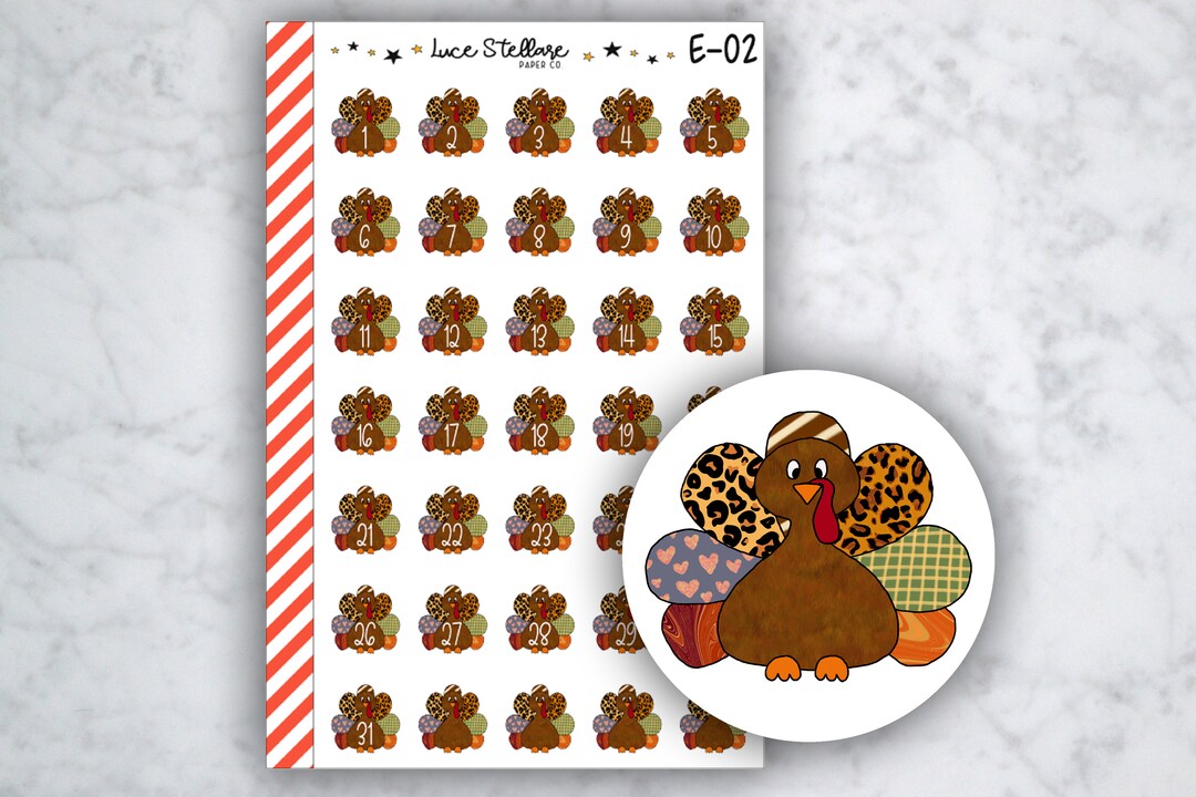 TURKEY DATE COVERS Planner Stickers / Thanksgiving Planner Stickers ...