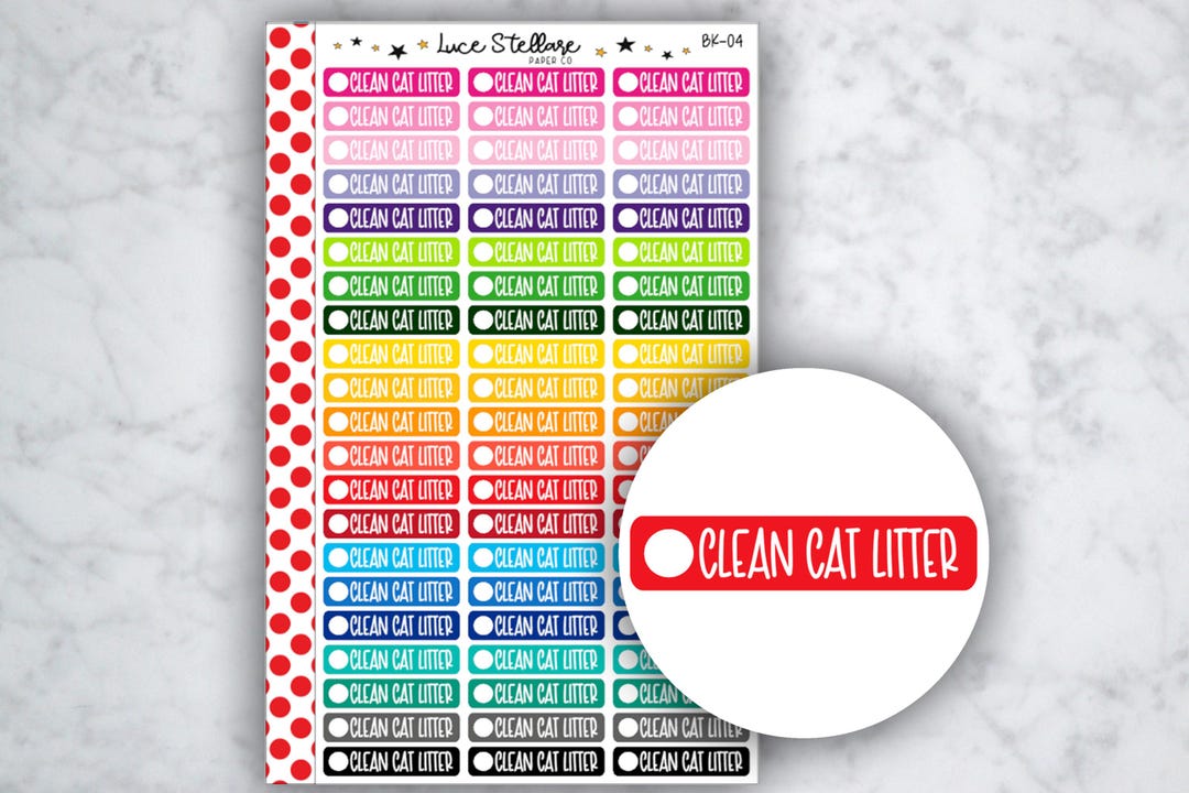 CLEAN CAT LITTER Planner Stickers / Clean Cat Litter Reminder / Bk-04 ...