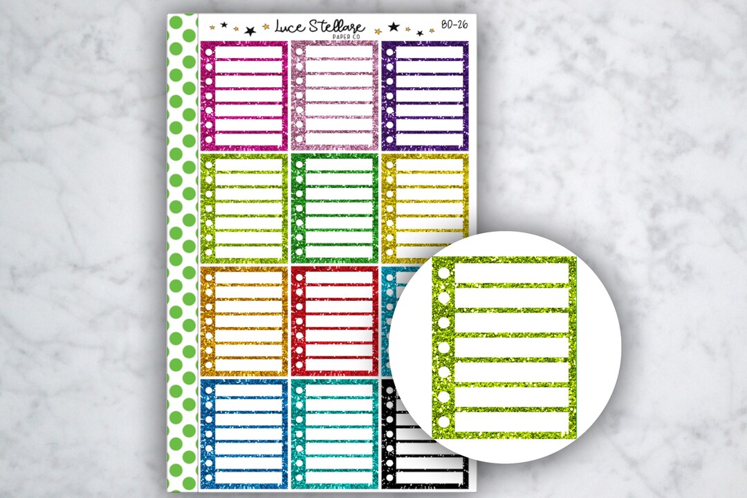 GLITTER CHECKLIST FULL Boxes Boxes Planner Stickers /glitter Full Boxes ...