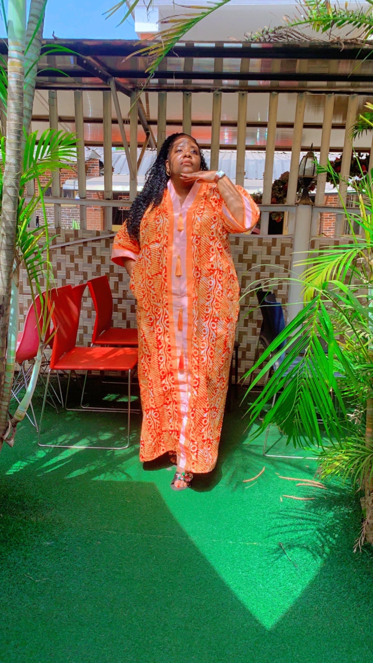 Long Adire Aso Oke Combination Dress, Nigeria Wedding Guest Kaftan ...