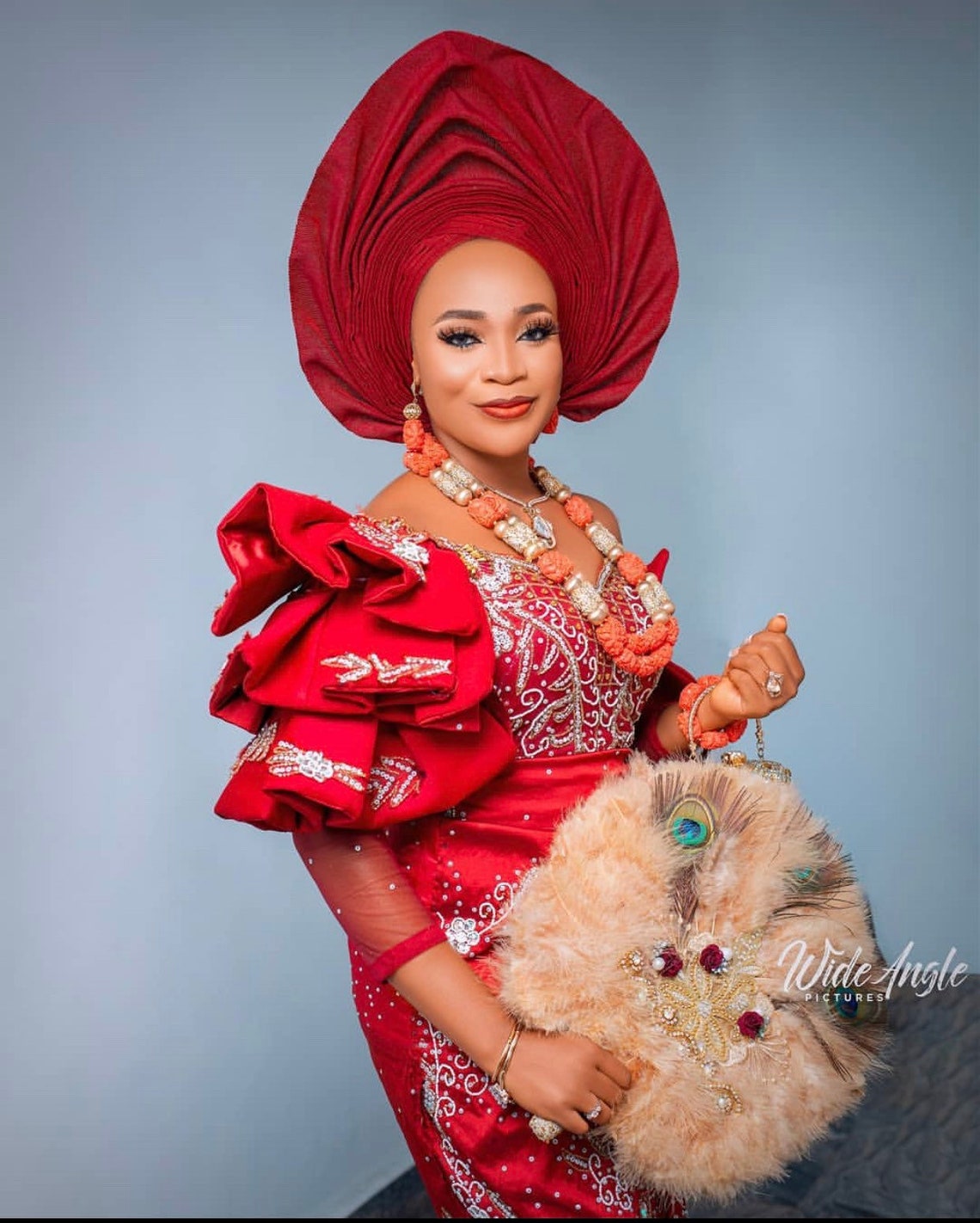 Red Igbo Bride Couple Wedding Attire, Matching George Outfit for Bride ...