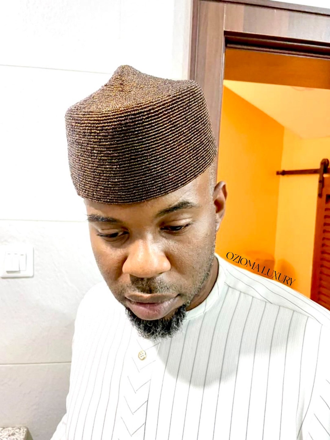 Hand Beaded Luxury Cap, Nigerian Asoebi Wedding Hat, Grooms Train Cap ...