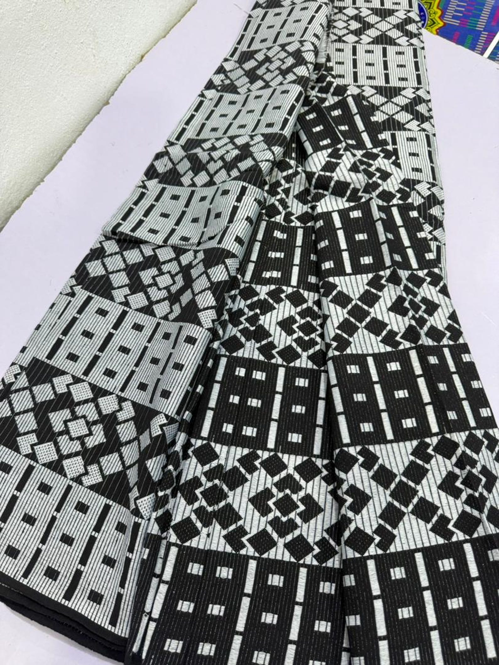 Authentic Akwete Fabric, Handwoven Igbo Textile, Black & White Ikaki ...