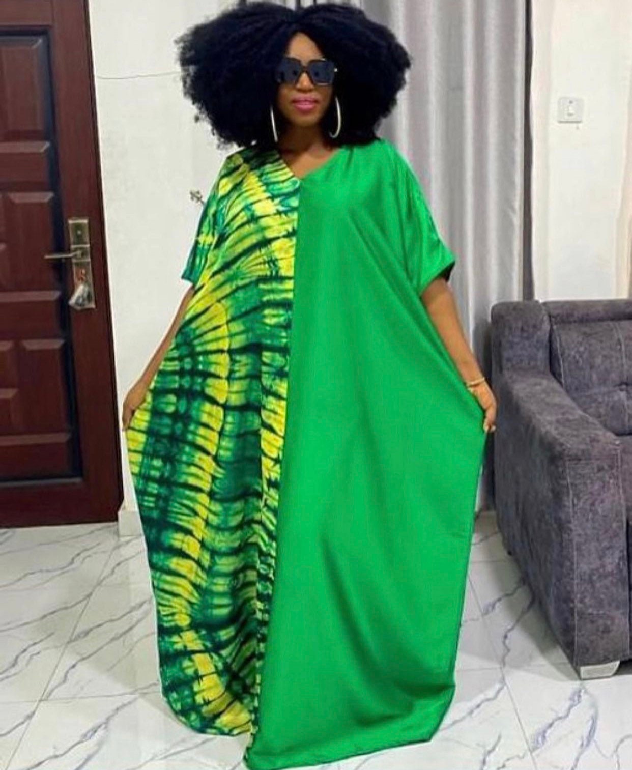 Nigeria Adire Party Dress, Womens Tie Dye Kaftan, Minimalist Church ...