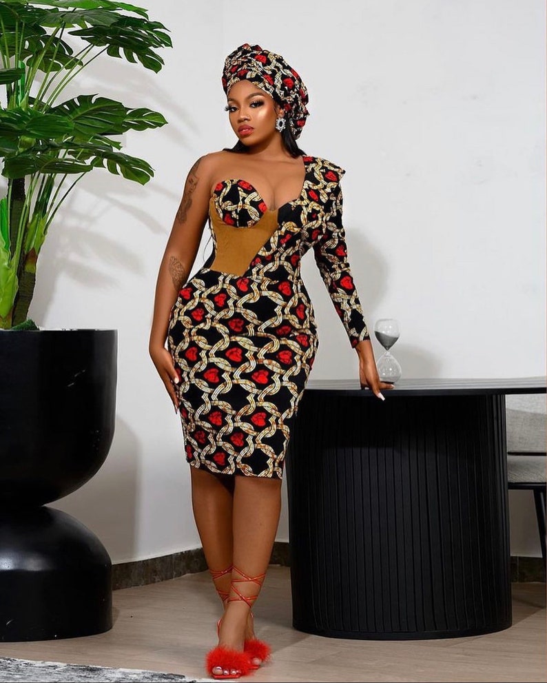 Corset Ankara Party Dress, Women’s Wedding Guest Outfit, Short Nigeria ...