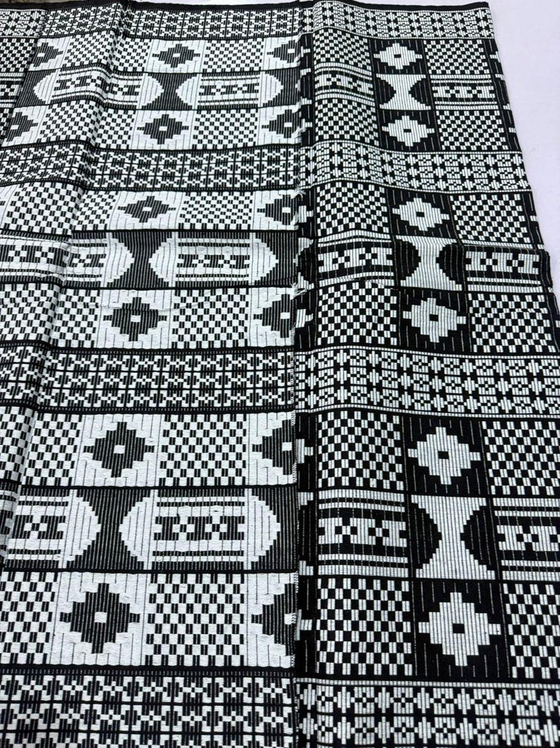 Authentic Akwete Fabric, Handwoven Igbo Textile, Black & White Ikaki ...
