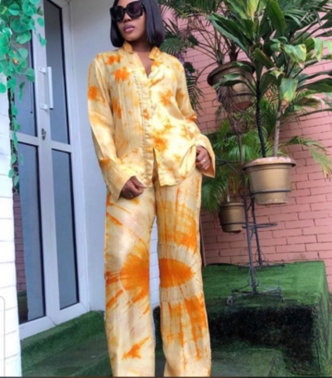 Adire Silk Two Piece Trouser and Shirt Set Long Sleeve Shirt - Etsy