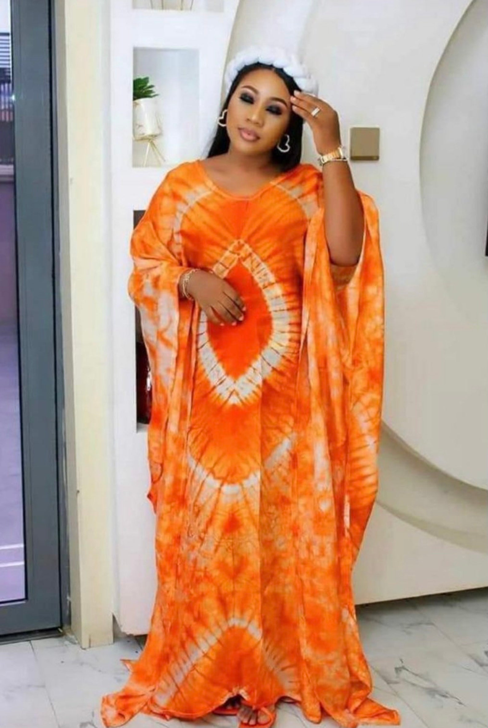 Nigerian Adire Silk Tunic, African Fabric Bubu , Nigerian Women Party ...