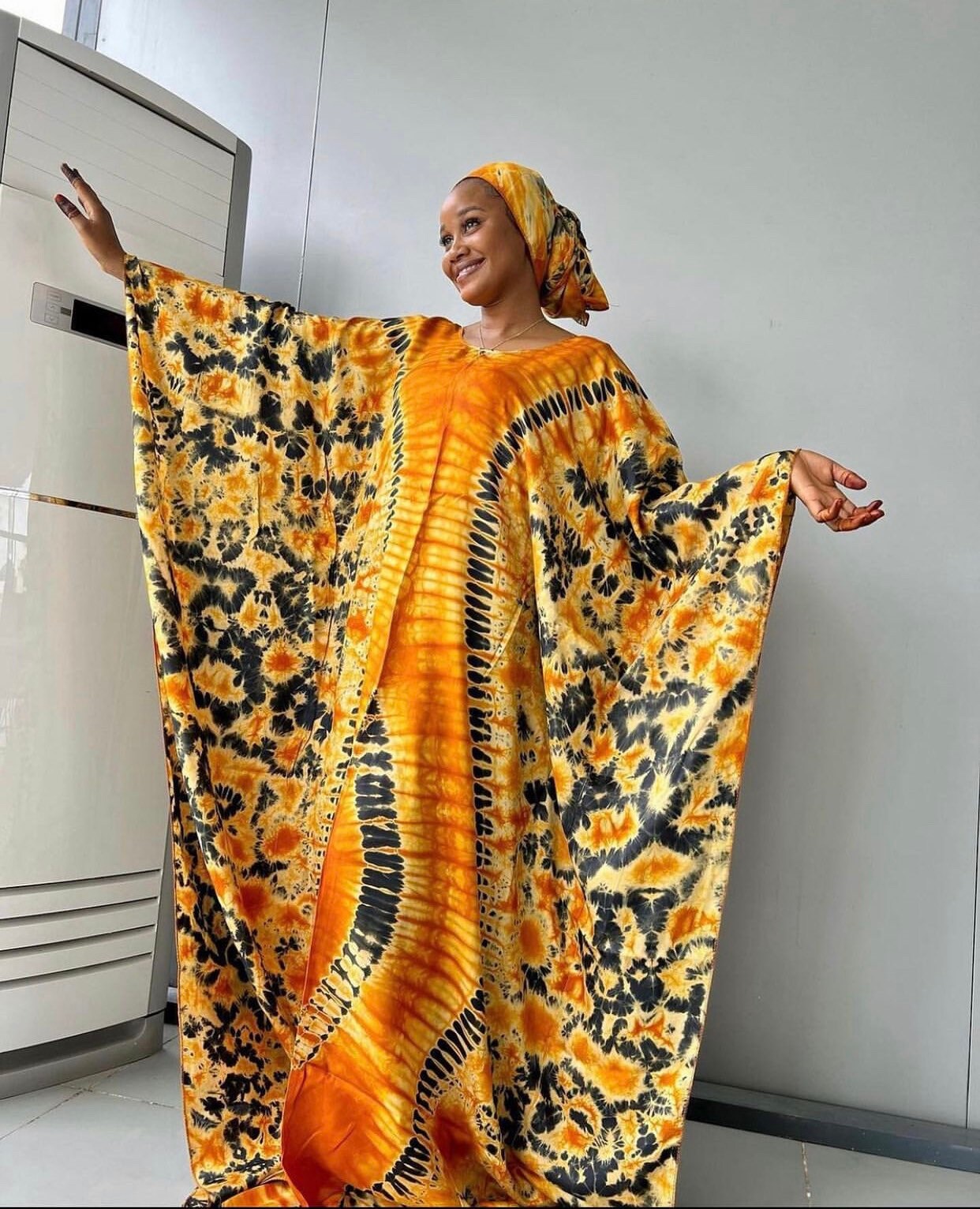 Handmade Adire Silk Kaftan Dress, African Tie-dye Bubu, With Scarf - Etsy