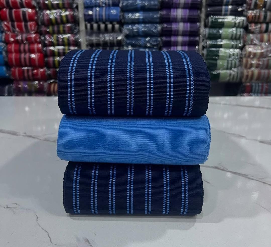 Blue Yoruba Aso Oke Fabric, Nigeria Wedding Attire, Handloomed Cotton ...