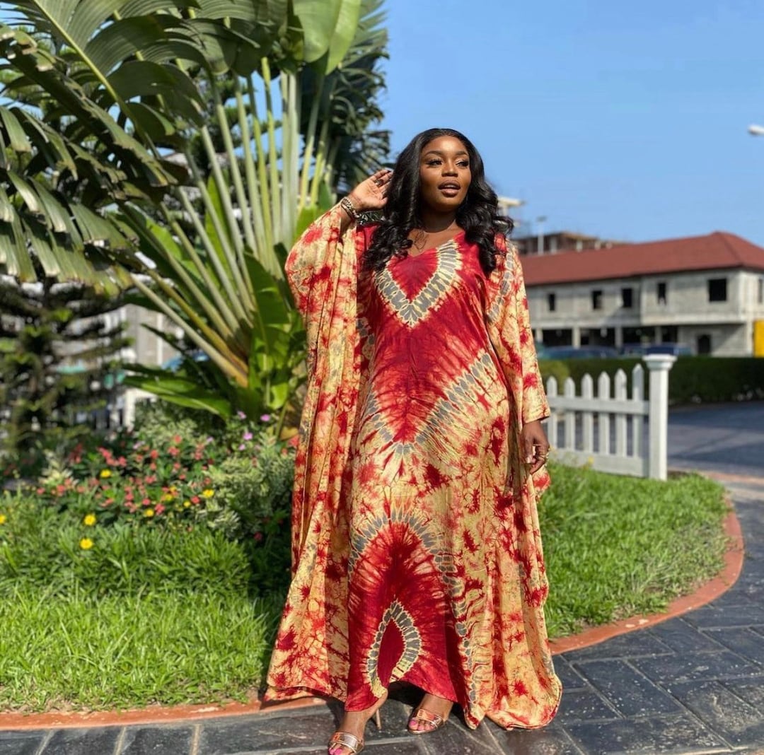 Handmade Tie Dye Silk Caftan Dress, Adire African Maxi Dress - Etsy