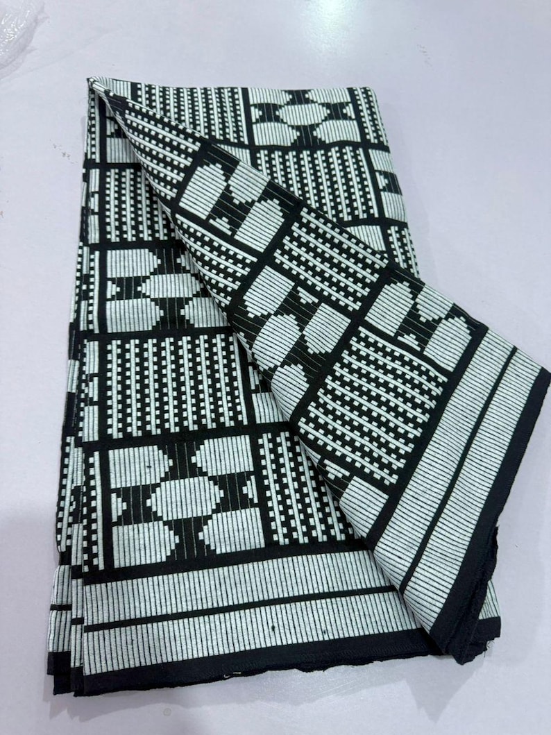 Authentic Akwete Fabric, Handwoven Igbo Textile, Black & White Ikaki ...