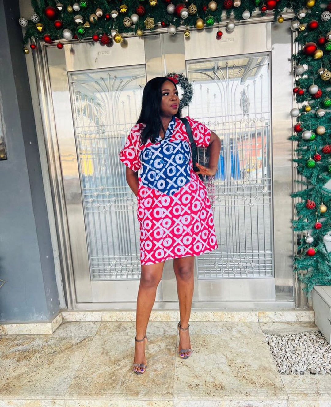 Short Adire Cotton Gown With Headwrap, Casual Nigeria Tie Dye Dashiki ...