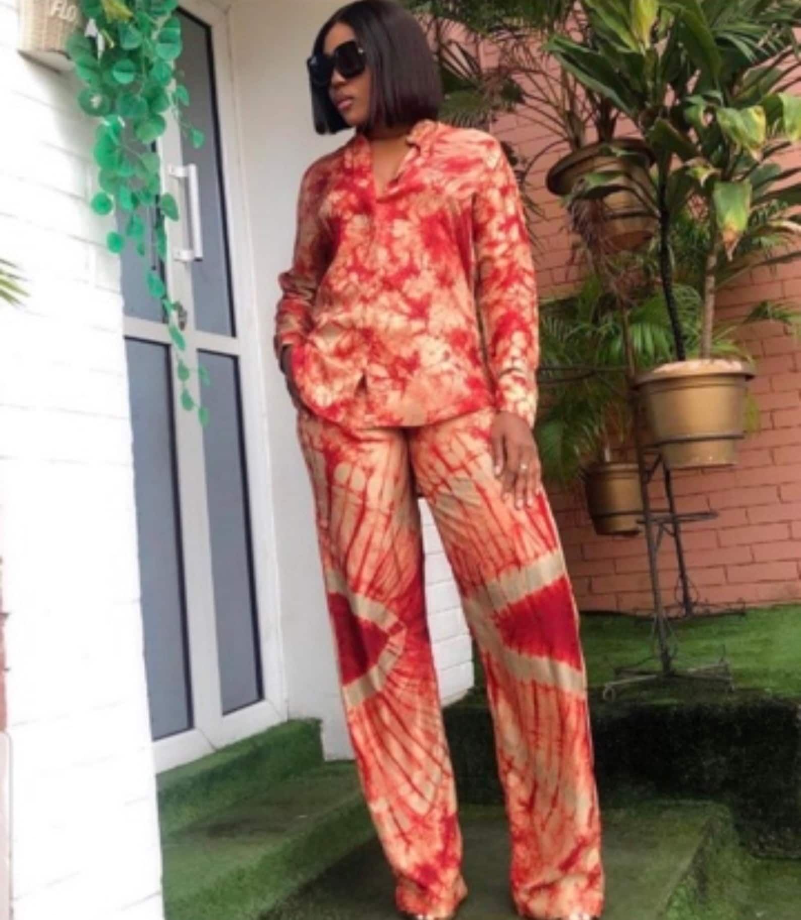 Adire Silk Two Piece Trouser and Shirt Set Long Sleeve Shirt - Etsy