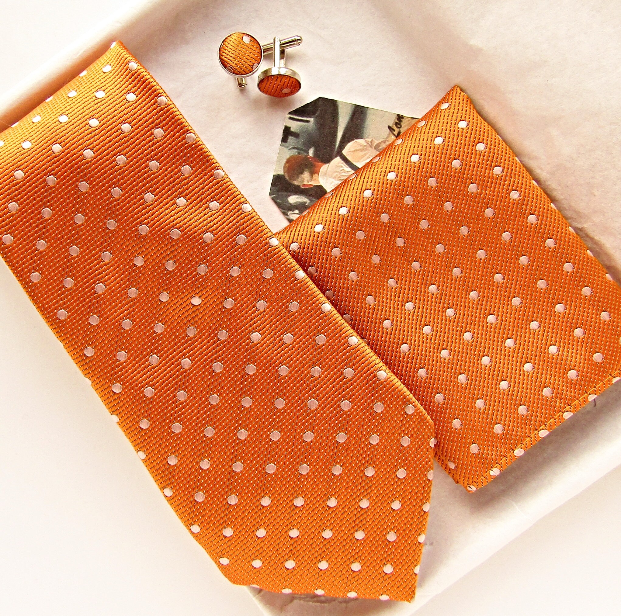 Orange Brown Tie Rust Orange Tie Set Rust Orange Pocket - Etsy
