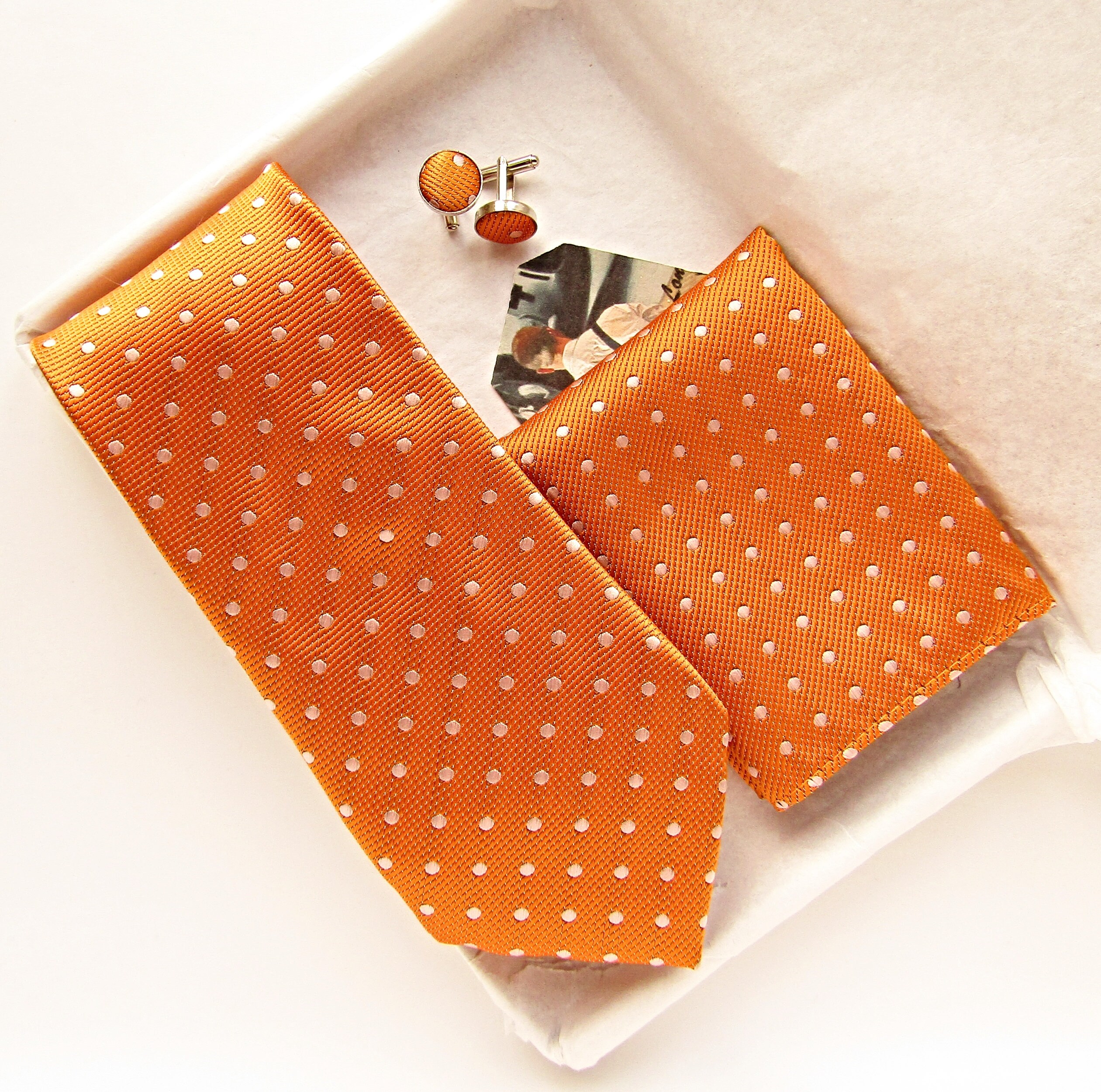Orange Brown Tie Rust Orange Tie Set Rust Orange Pocket - Etsy