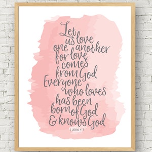 Bible Verse Printable Art Print - Love One Another - 1 John 4 - 5x7 and ...