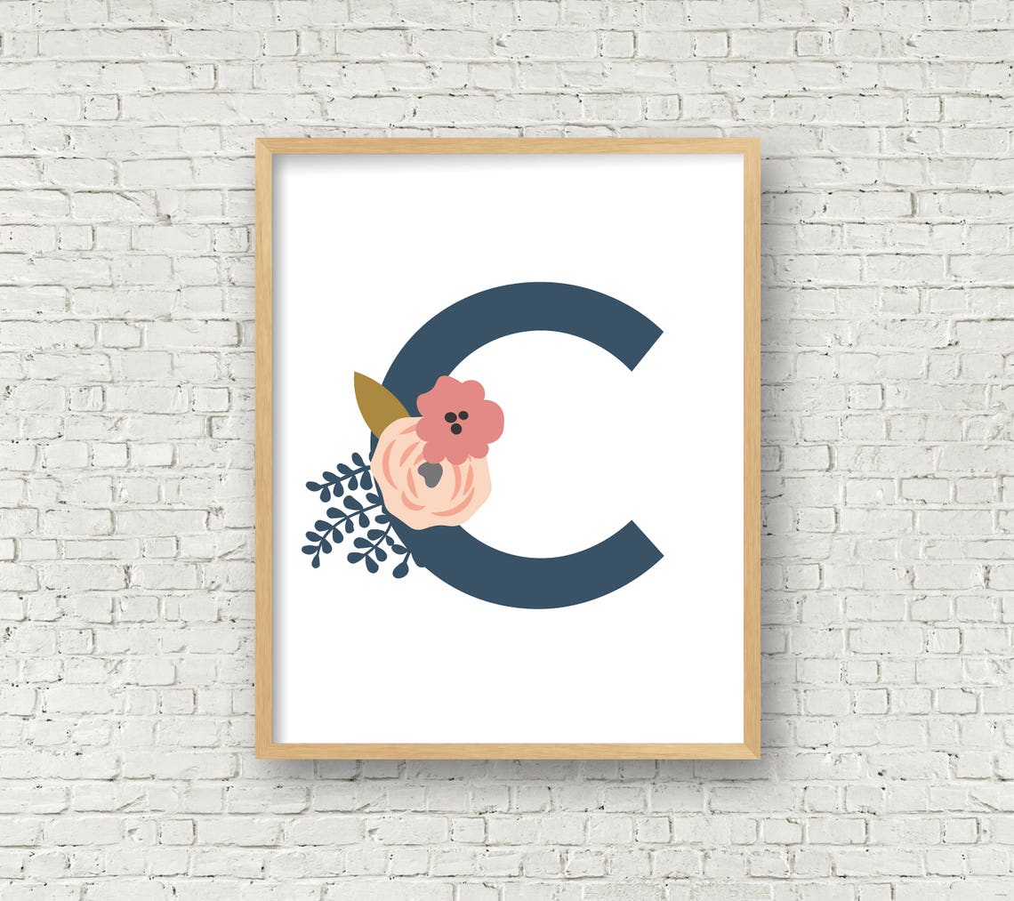 Floral Initial Art Print C Wall Art Printable Digital Art - Etsy